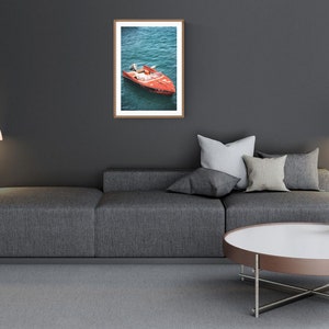 Red Boat on Water, Red Fishing Boat on Ocean, Vintage Red Boat, Red ...