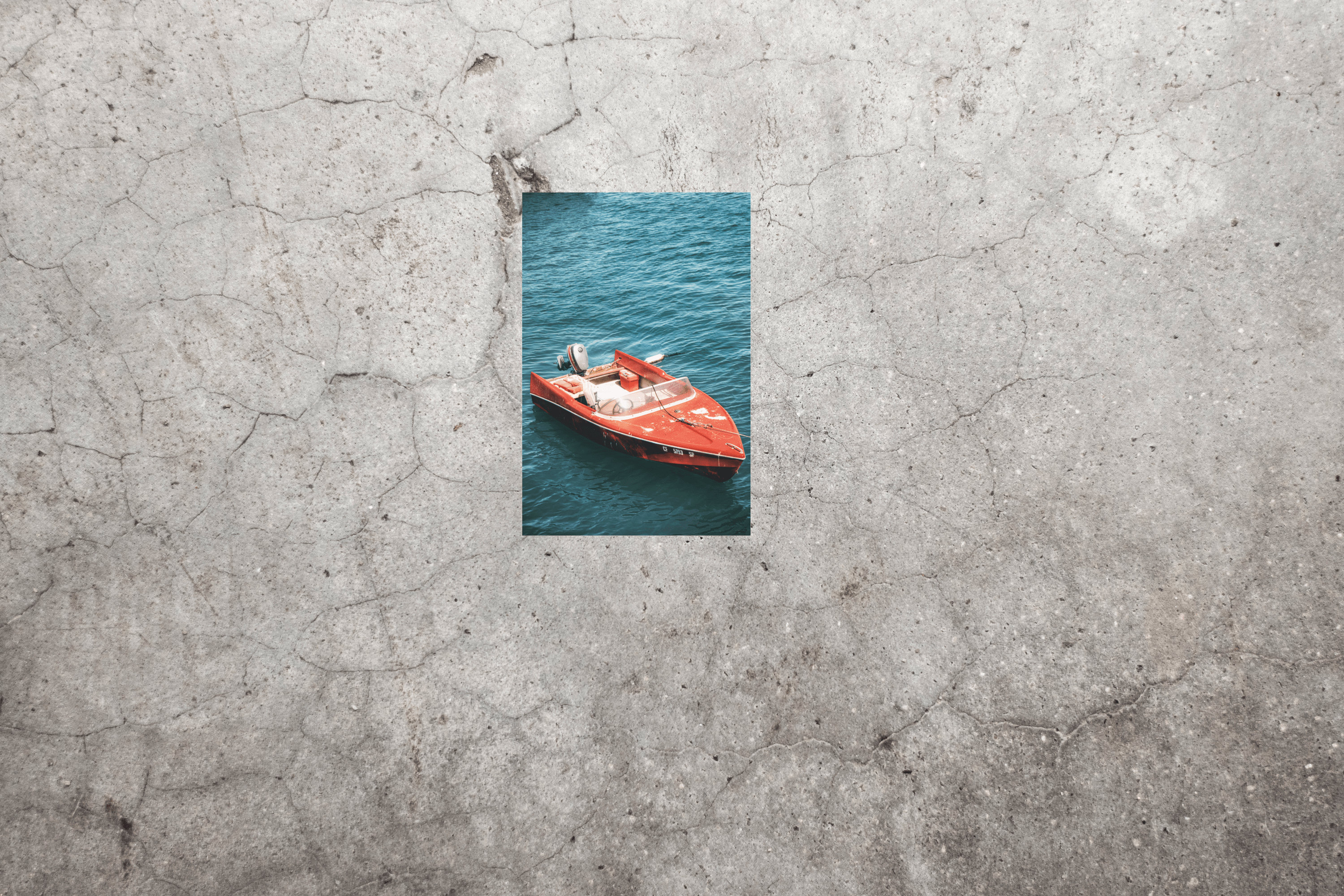 Red Boat on Water, Red Fishing Boat on Ocean, Vintage Red Boat, Red ...