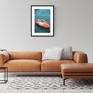 Red Boat on Water, Red Fishing Boat on Ocean, Vintage Red Boat, Red ...