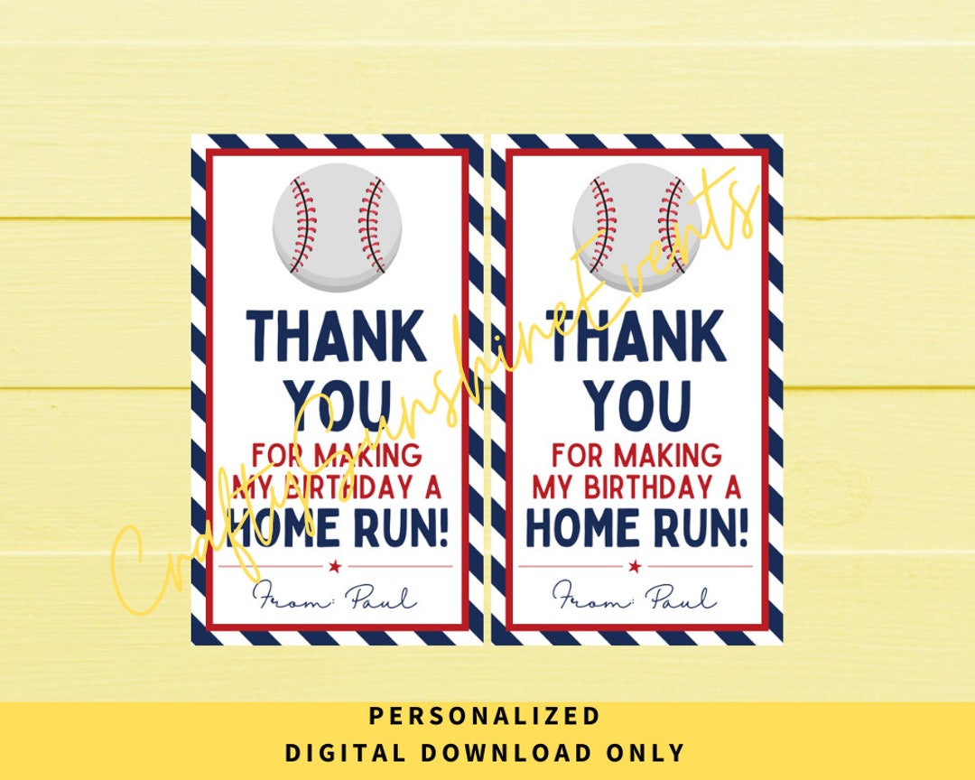 DIGITAL DOWNLOAD ONLY Personalized Baseball Theme Thank You for Making ...