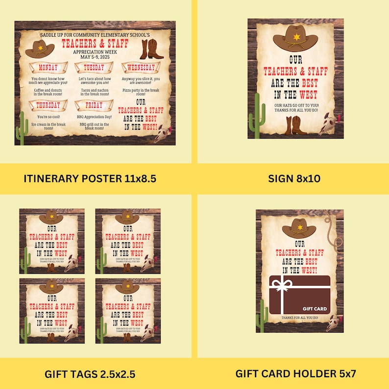 DIGITAL DOWNLOAD ONLY Western Themed Teachers & Staff Appreciation Week ...