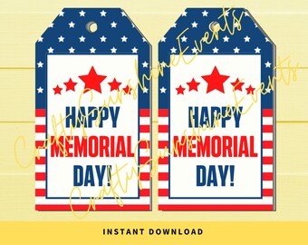 INSTANT DOWNLOAD Happy Memorial Day Square Gift Tags 2.5x2.5 | Etsy