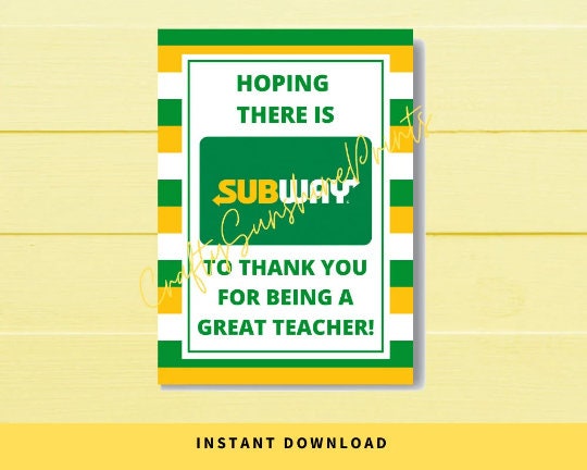 INSTANT DOWNLOAD Hoping There is Subway to Thank You for Being A Great ...