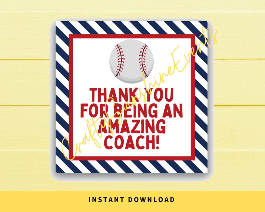 INSTANT DOWNLOAD Baseball Thank You for Being an Amazing Coach Square ...