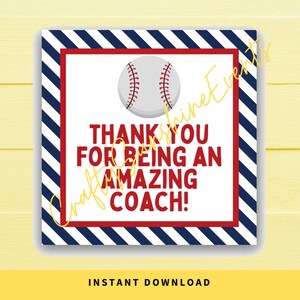 INSTANT DOWNLOAD Baseball Thank You for Being an Amazing Coach Square ...