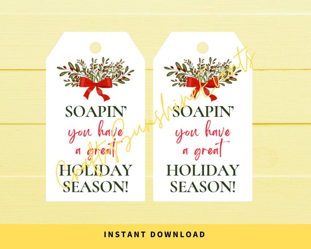 INSTANT DOWNLOAD Soapin You Have A Great Holiday Season Gift Tags 2x3.5 ...