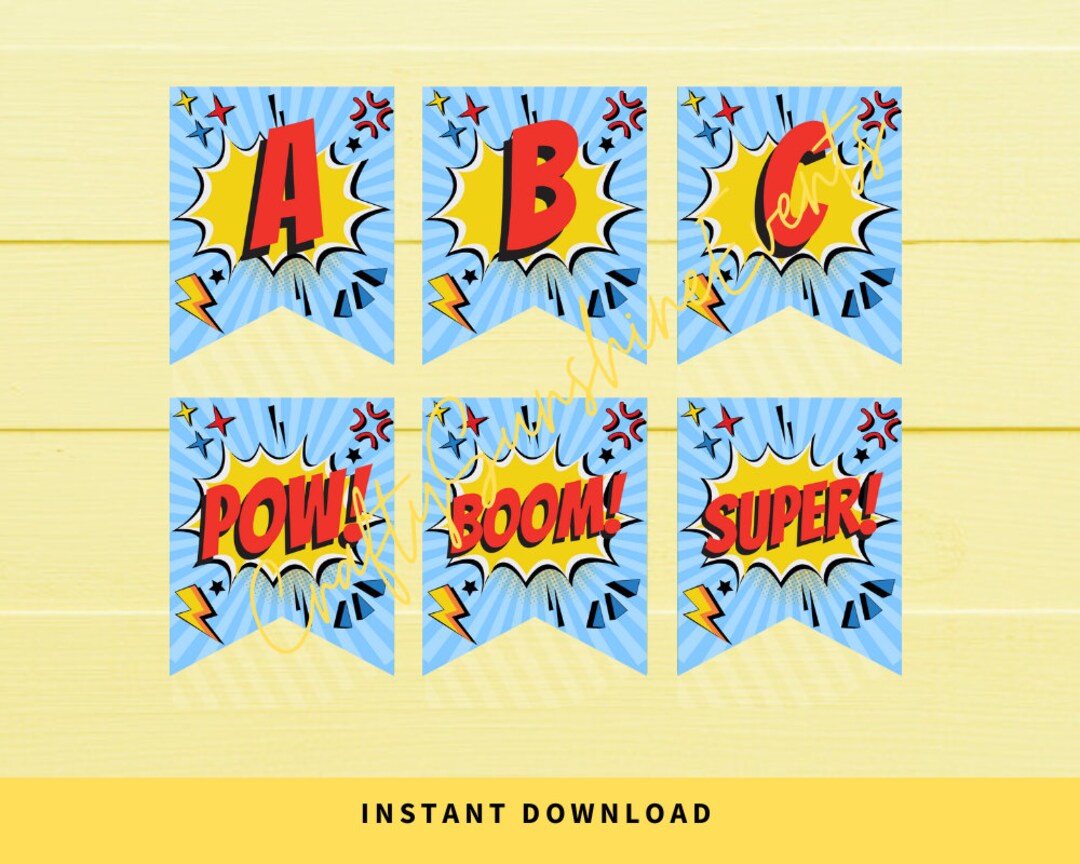 INSTANT DOWNLOAD Printable Superhero Themed Banner 5x6 - Etsy