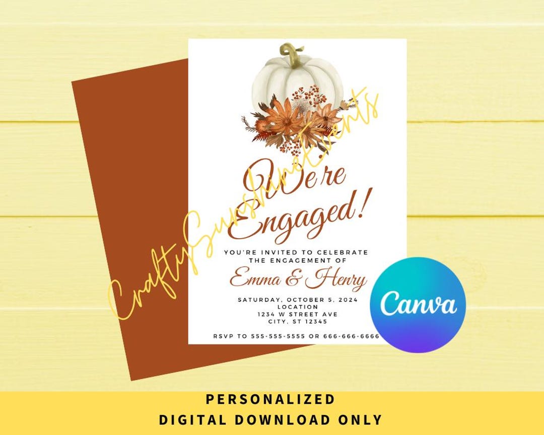 DIGITAL DOWNLOAD ONLY Fall Themed Engagement Editable Invitation 5x7 - Etsy