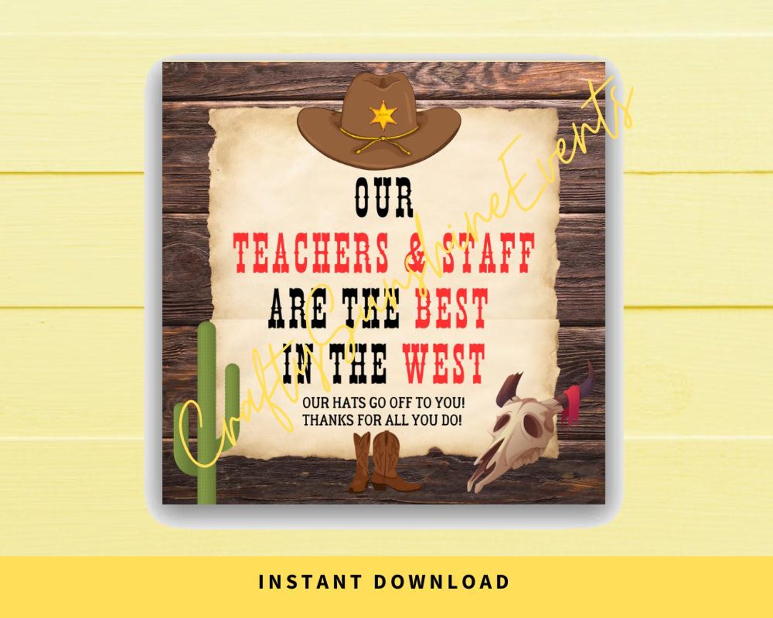 INSTANT DOWNLOAD Western Themed Teachers & Staff Appreciation Gift Tags ...