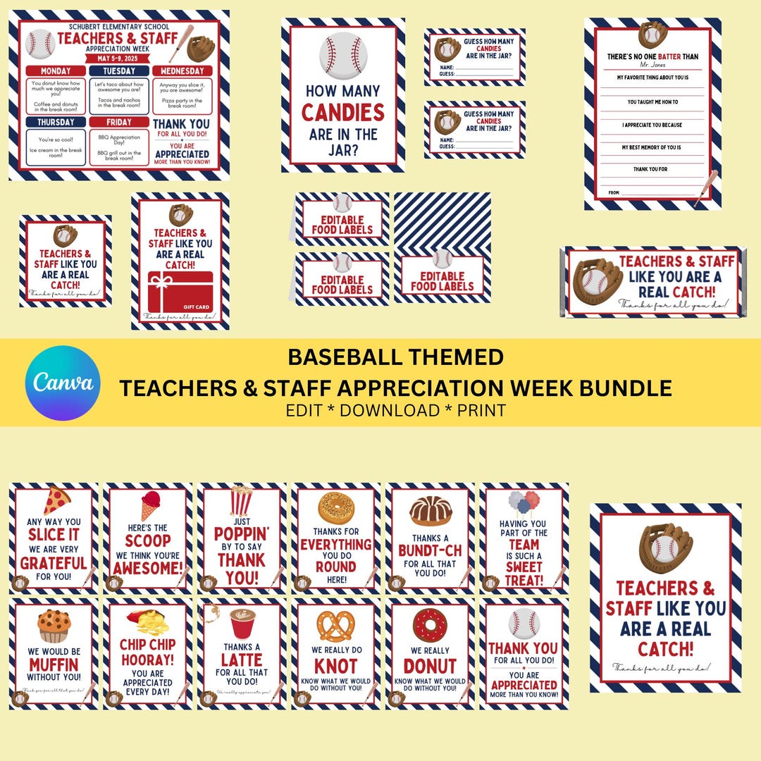 Editable Baseball Teacher Appreciation Bundle – Instant Download ...