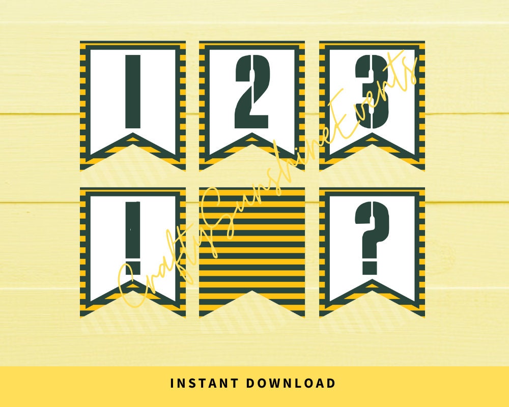 Printable Green Yellow Football Banner 5x6 - Etsy