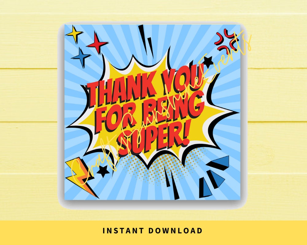 INSTANT DOWNLOAD Thank You for Being Super Gift Tags 2.5x2.5 - Etsy
