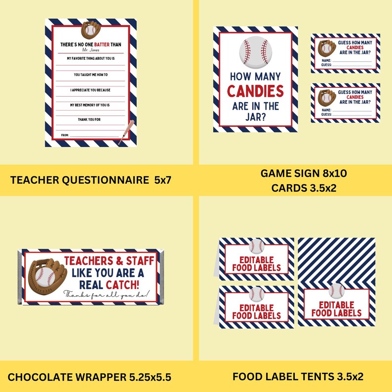 Editable Baseball Teacher Appreciation Bundle – Instant Download ...
