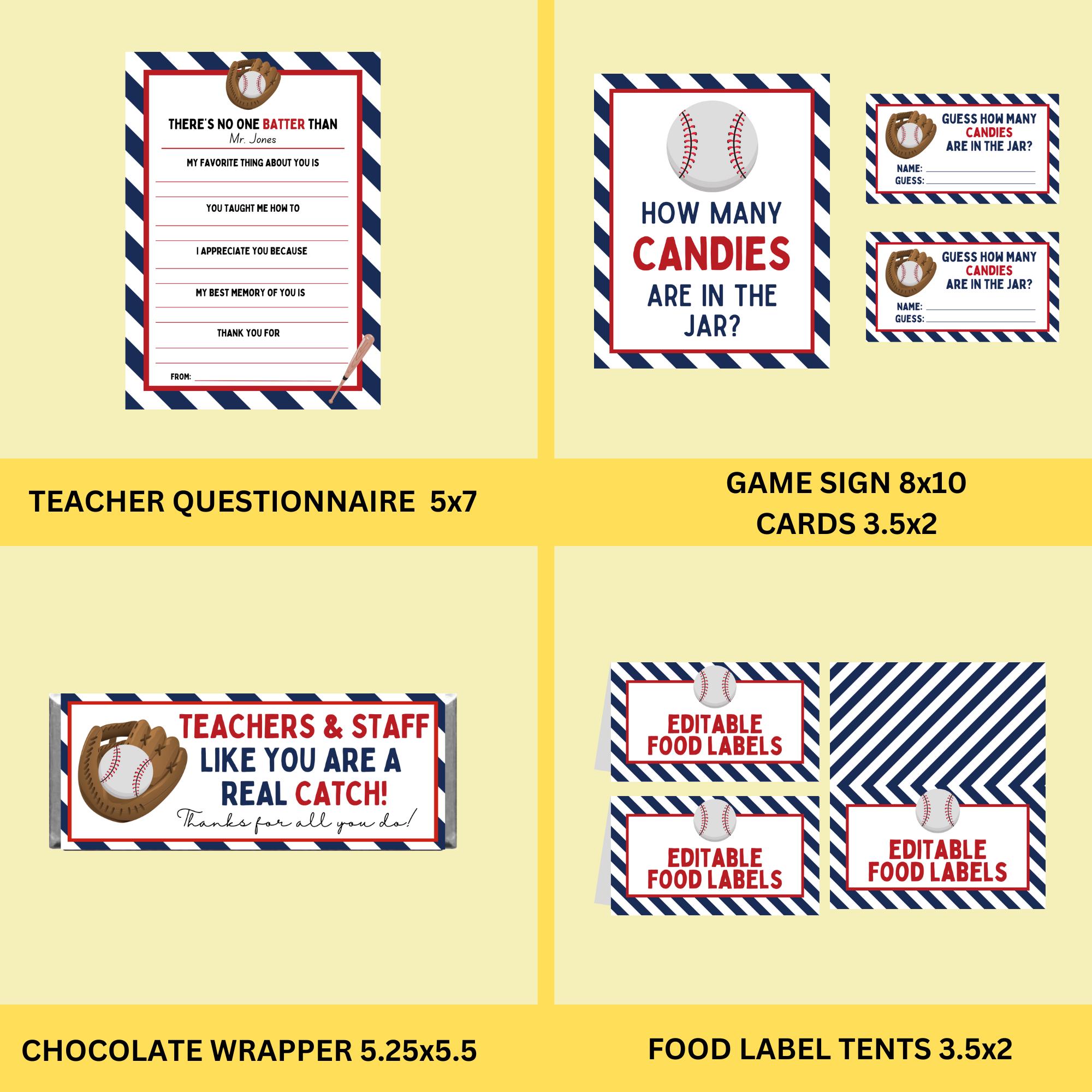 Editable Baseball Teacher Appreciation Bundle – Instant Download ...