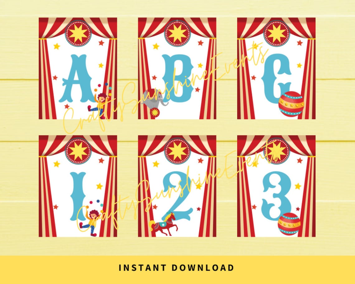 INSTANT DOWNLOAD Printable Circus Themed Banner 8.5x11 - Etsy