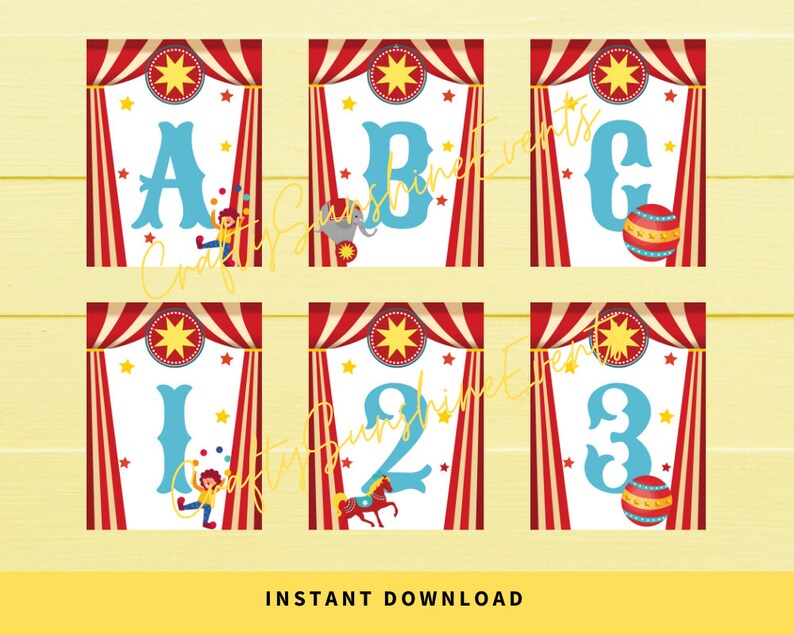 INSTANT DOWNLOAD Printable Circus Themed Banner 8.5x11 - Etsy