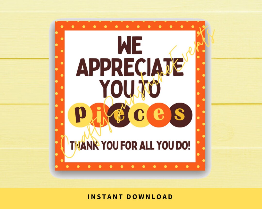 INSTANT DOWNLOAD We Appreciate You to Pieces Square Gift Tags 2.5x2.5 ...