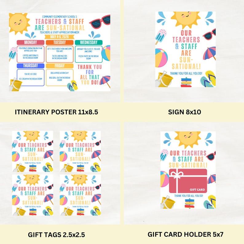 DIGITAL DOWNLOAD ONLY Beach Themed Teachers & Staff Appreciation Week ...