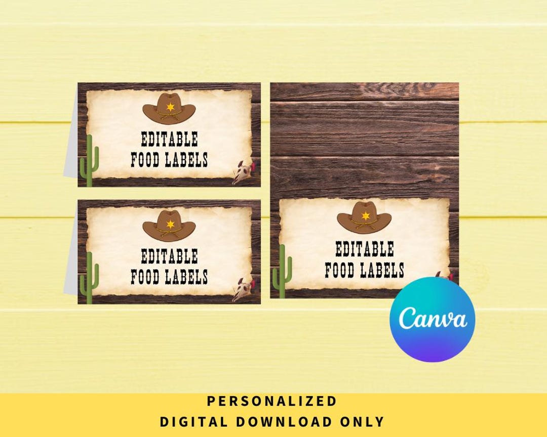 DIGITAL DOWNLOAD ONLY Editable Western Themed Food Label Tents - Etsy