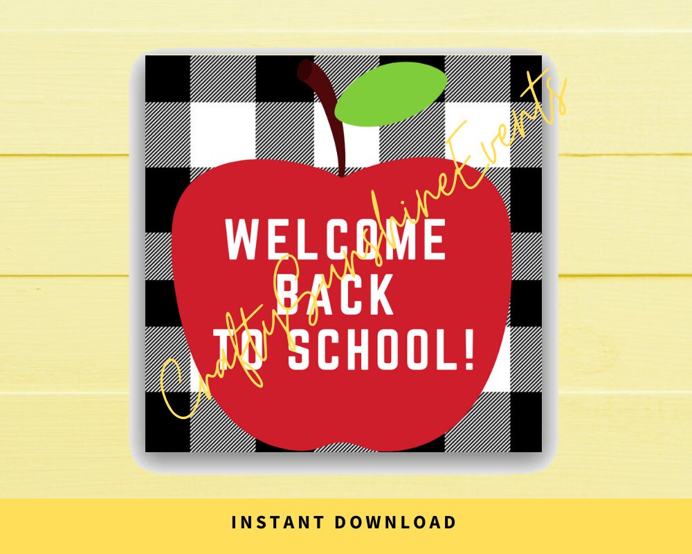 INSTANT DOWNLOAD Apple Welcome Back to School Square Gift Tags 2.5x2.5 ...