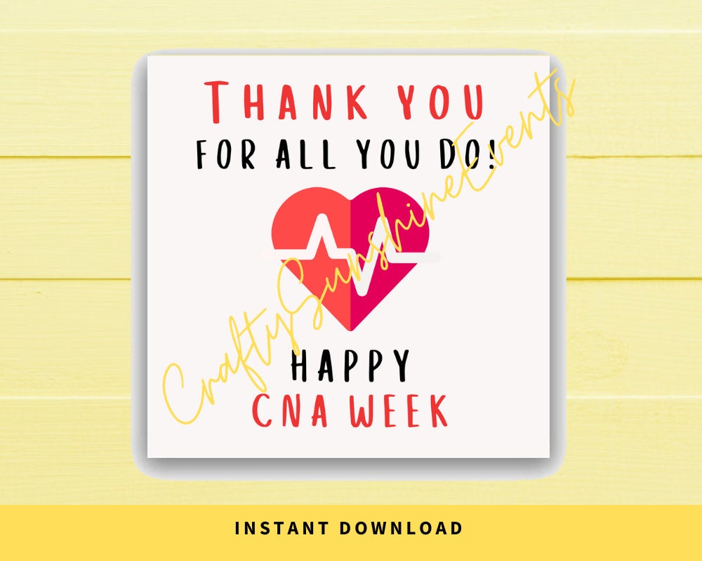 INSTANT DOWNLOAD Thank You for All You Do Happy CNA Week Square Gift Tags 2.5x2.5 - Etsy