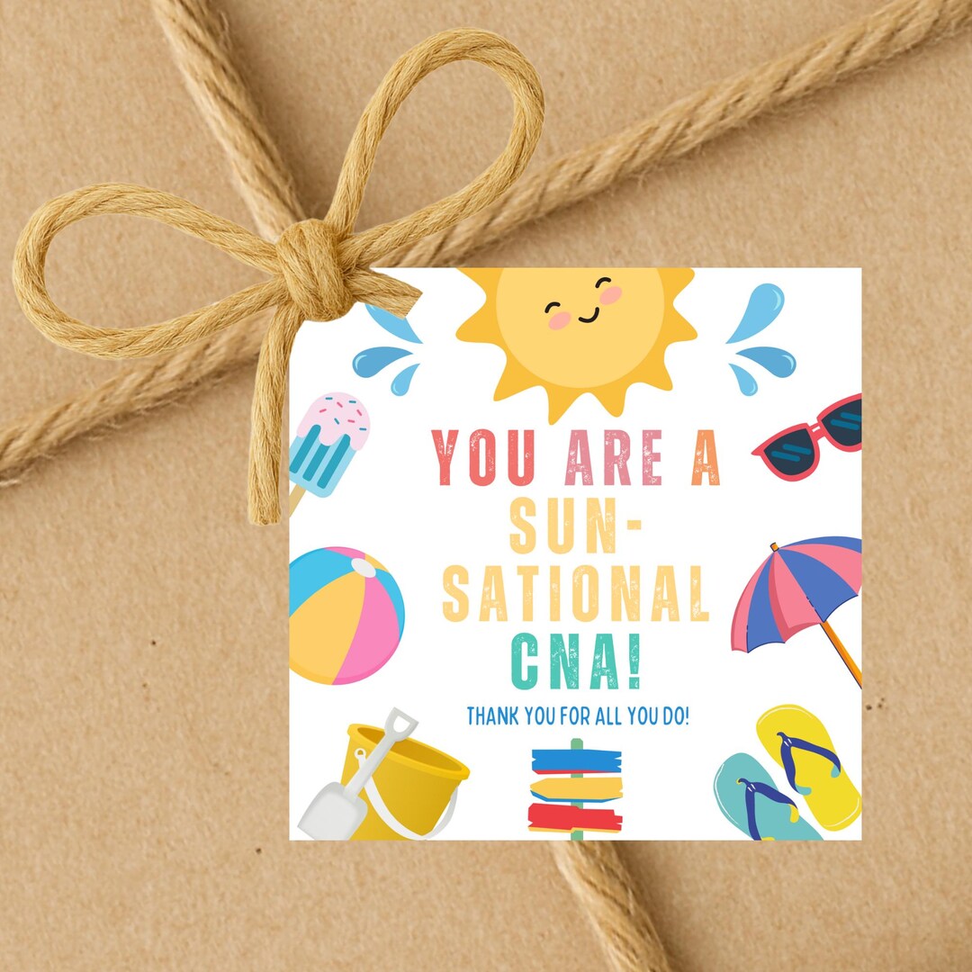 INSTANT DOWNLOAD You Are A Sunsational CNA Square Gift Tags 2.5x2.5 - Etsy