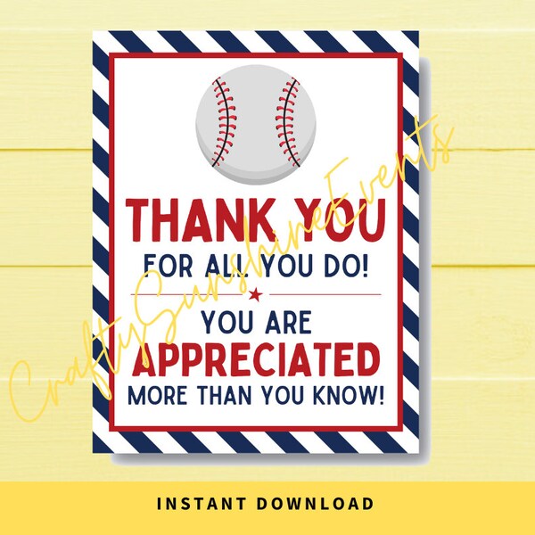Baseball Thank You - Etsy