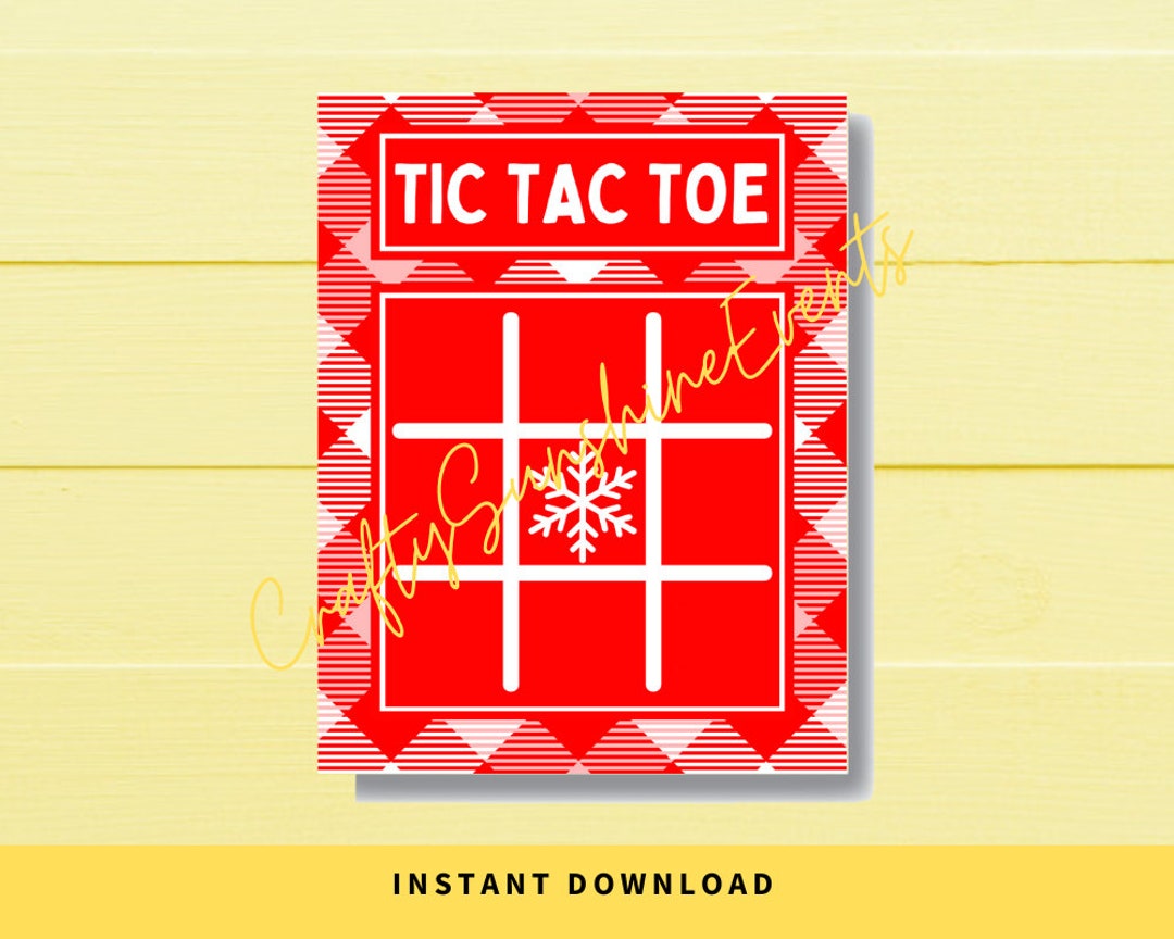 INSTANT DOWNLOAD Plaid Red Snowflake Tic Tac Toe Game Cards - Etsy