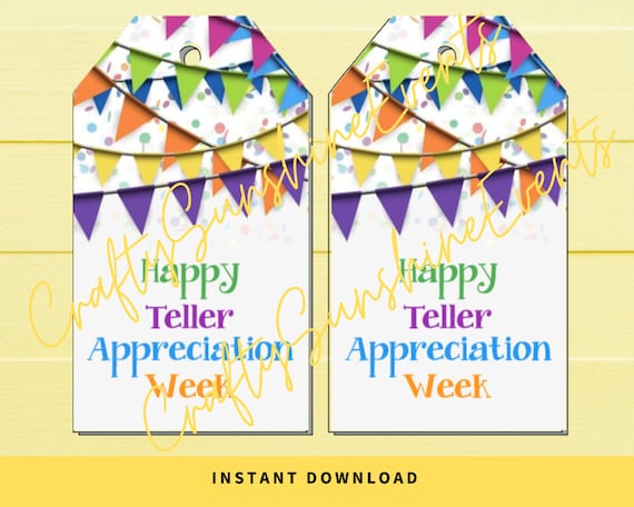 INSTANT DOWNLOAD Happy Teller Appreciation Week Gift Tags - Etsy