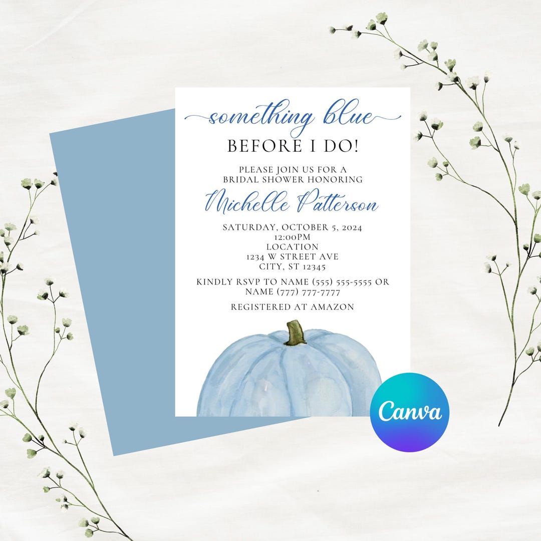Editable Fall Something Blue Before I Do Bridal Shower Invitation ...