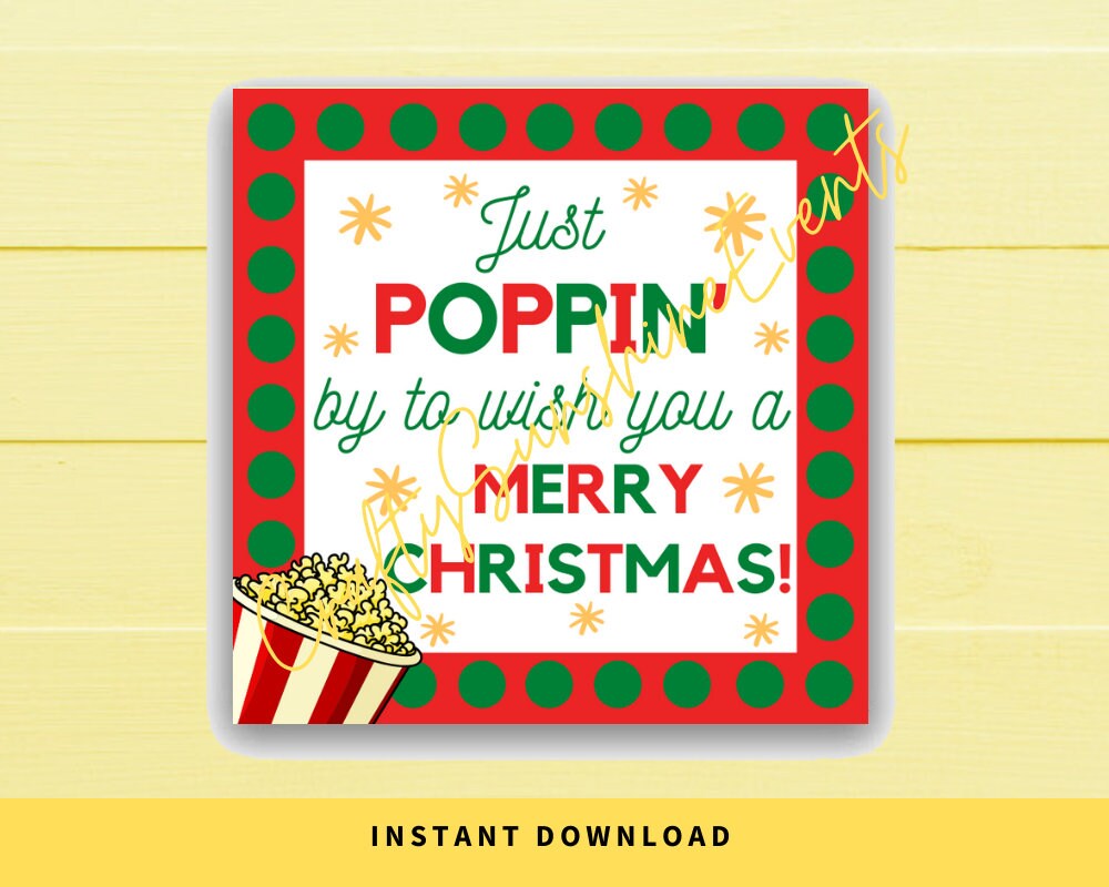 INSTANT DOWNLOAD Just Poppin' by to Wish You A Merry Christmas Square ...
