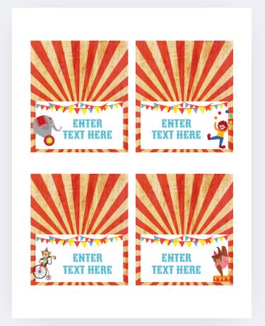 DIGITAL DOWNLOAD ONLY Editable Circus Themed Food Label Tents - Etsy