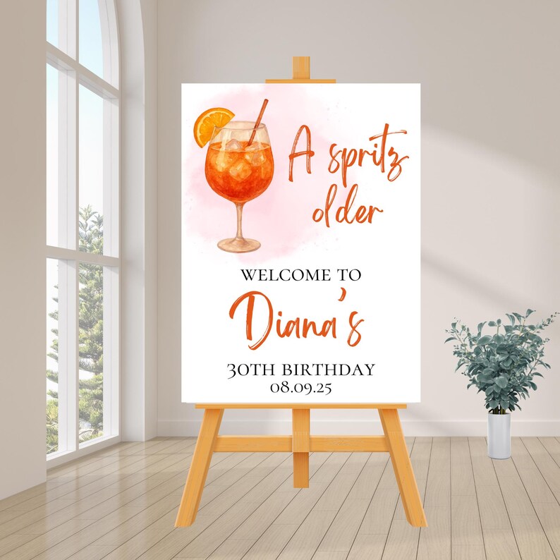 Editable Aperol Spritz Birthday Welcome Sign | A Spritz Older | Instant ...