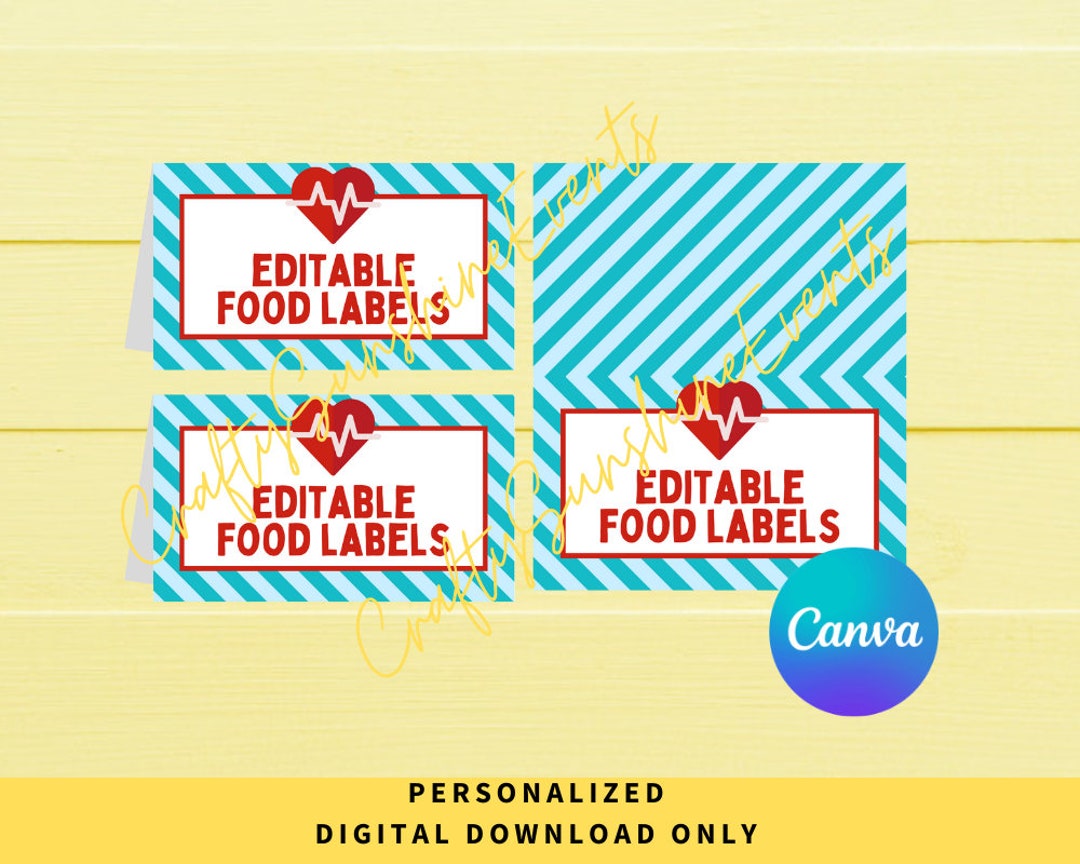 Editable Medical Food Label Tents - Etsy
