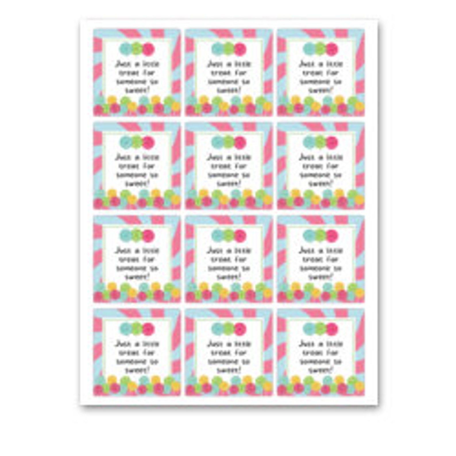 INSTANT DOWNLOAD Just A Little Treat for Someone so Sweet Square Gift ...