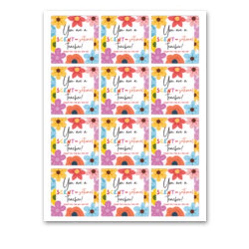 INSTANT DOWNLOAD You Are A Scent-sational Teacher Floral Square Gift ...