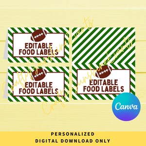 Editable Football Party Themed Food Label Tents - Etsy