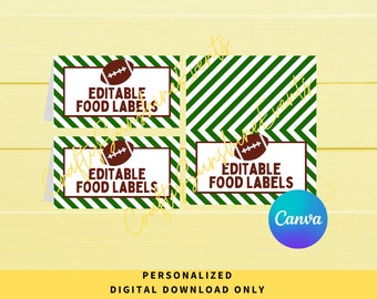 Football Food Tents Printable, Place Cards Template Editable, Place ...