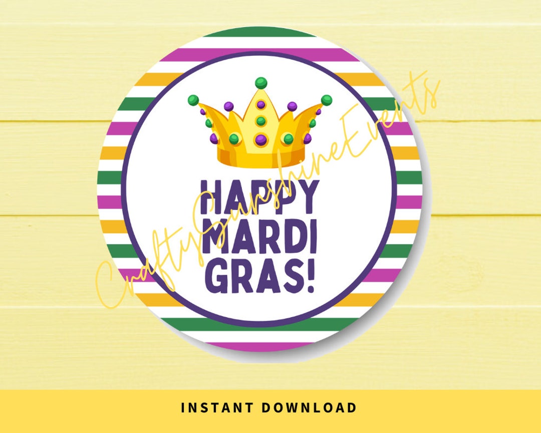 INSTANT DOWNLOAD Happy Mardi Gras Round Gift Tags 2 - Etsy