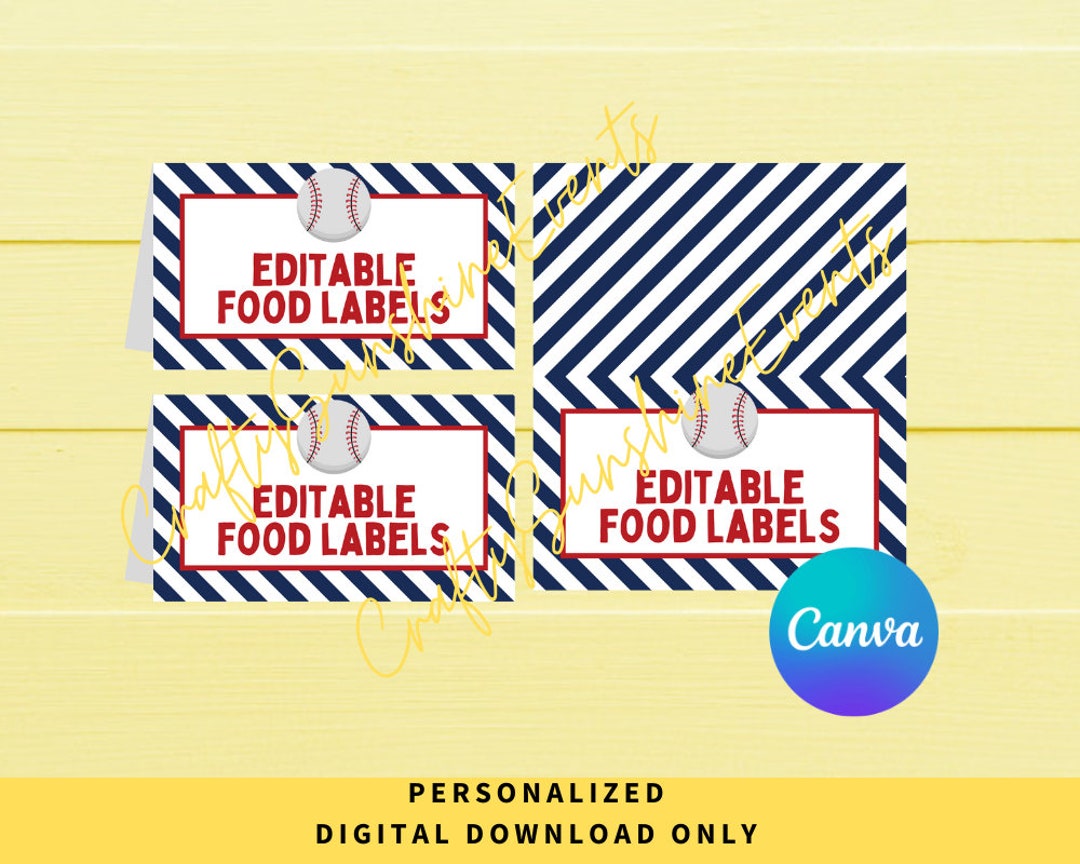 Editable Baseball Party Themed Food Label Tents - Etsy
