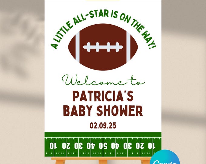 Football Baby Shower Welcome Sign Template: Editable Coed Design - Etsy ...