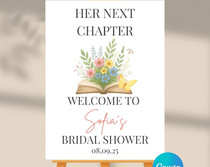 A New Chapter Welcome Sign Template | Editable Her Next Chapter Book ...