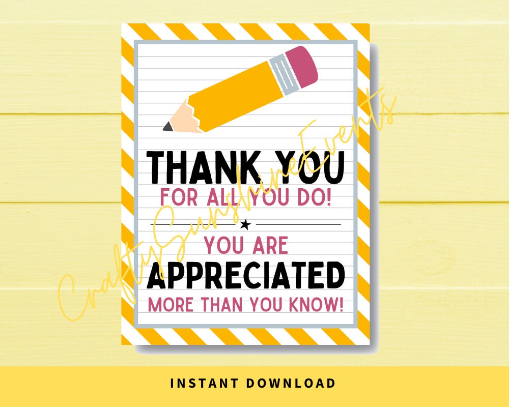 INSTANT DOWNLOAD Teachers and Staff Thank You for All You Do ...