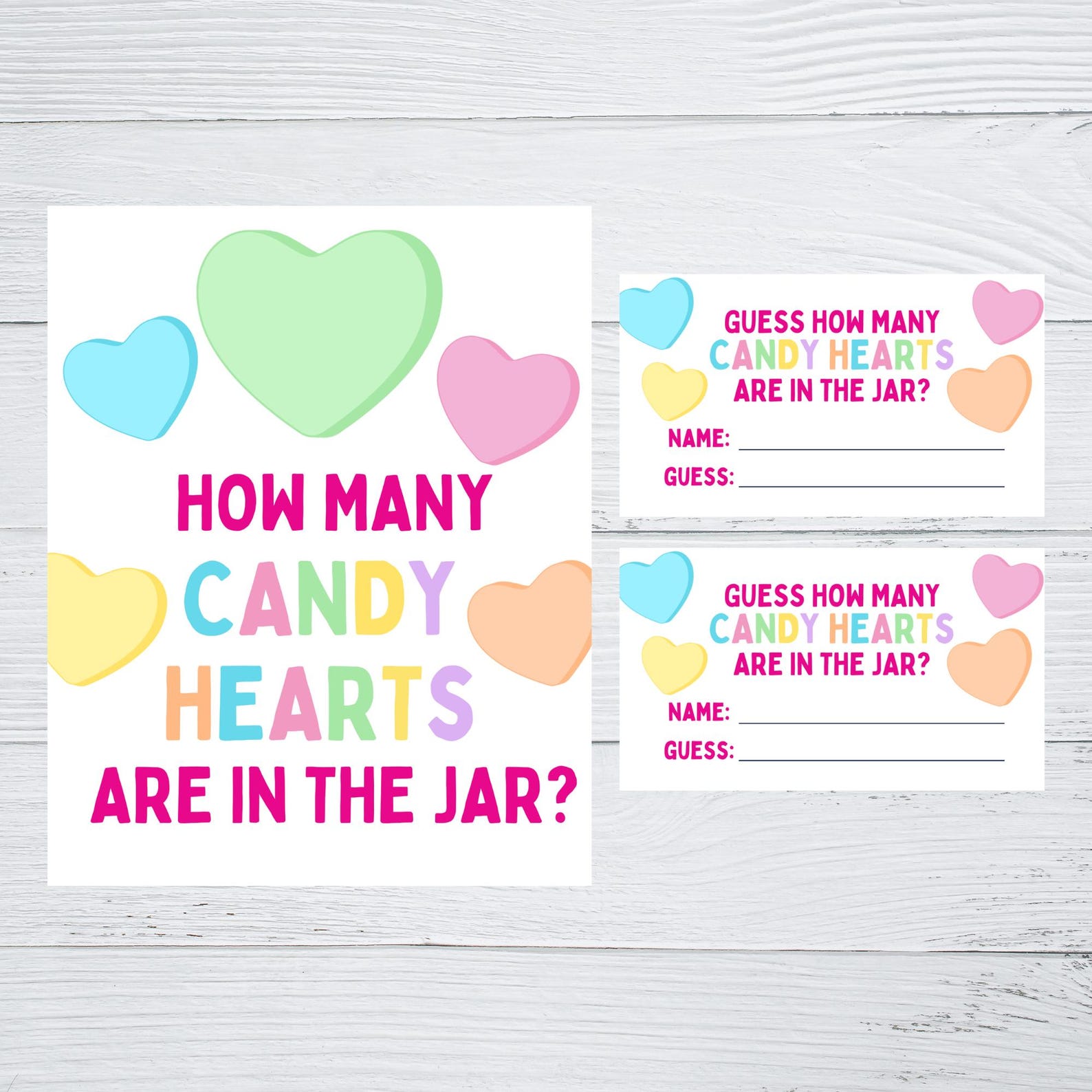 INSTANT DOWNLOAD Valentine's Day Candy Hearts Themed Guess How Many ...