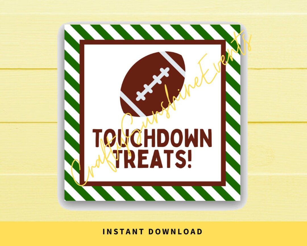 INSTANT DOWNLOAD Touchdown Treats Football Square Gift Tags 2.5x2.5 - Etsy
