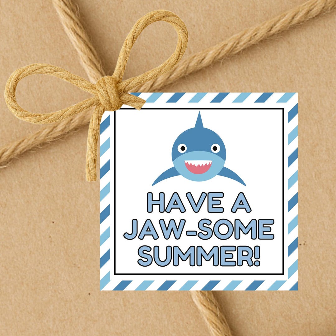 INSTANT DOWNLOAD Have A Jawsome Summer Shark Square Gift Tags 2.5x2.5 ...