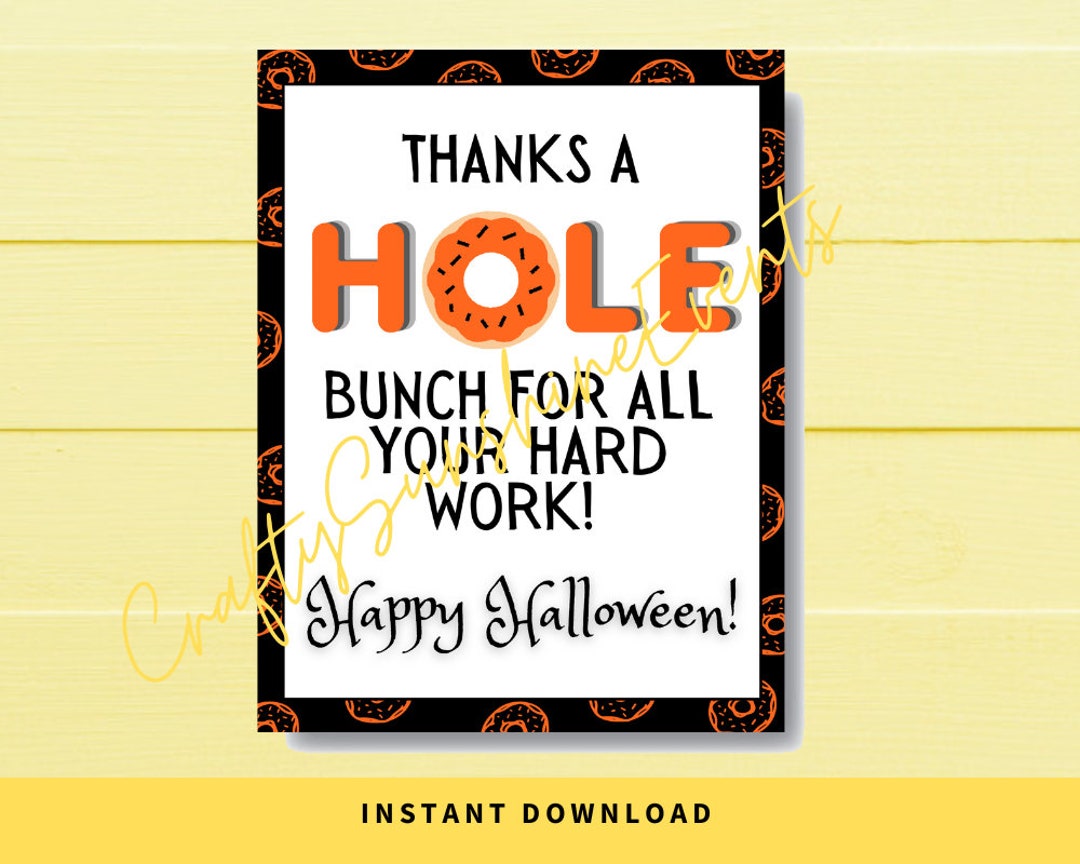 INSTANT DOWNLOAD Thanks A Hole Bunch for All Your Hard Work Happy ...