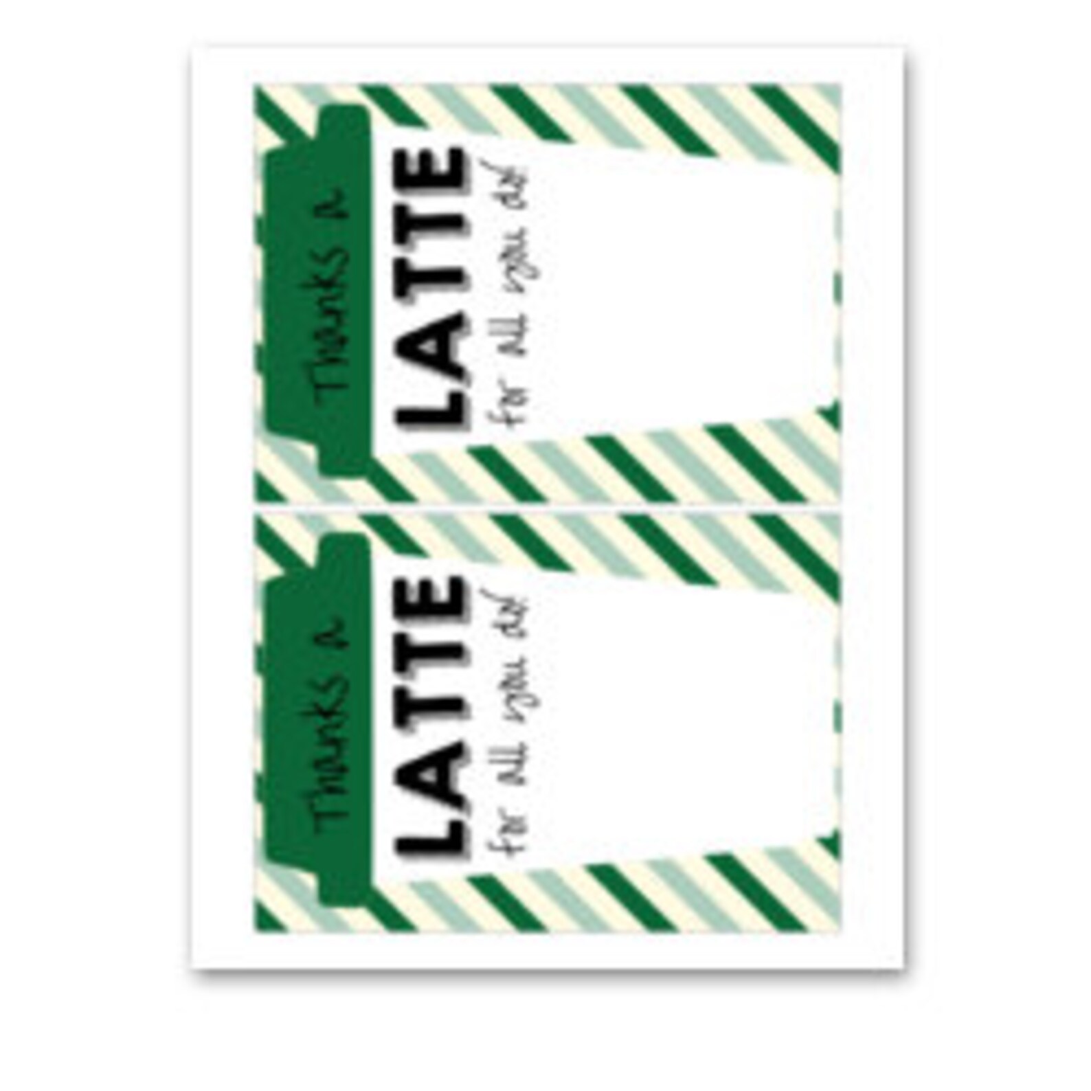 INSTANT DOWNLOAD Thanks A Latte for All You Do Gift Card Holder 5x7 - Etsy