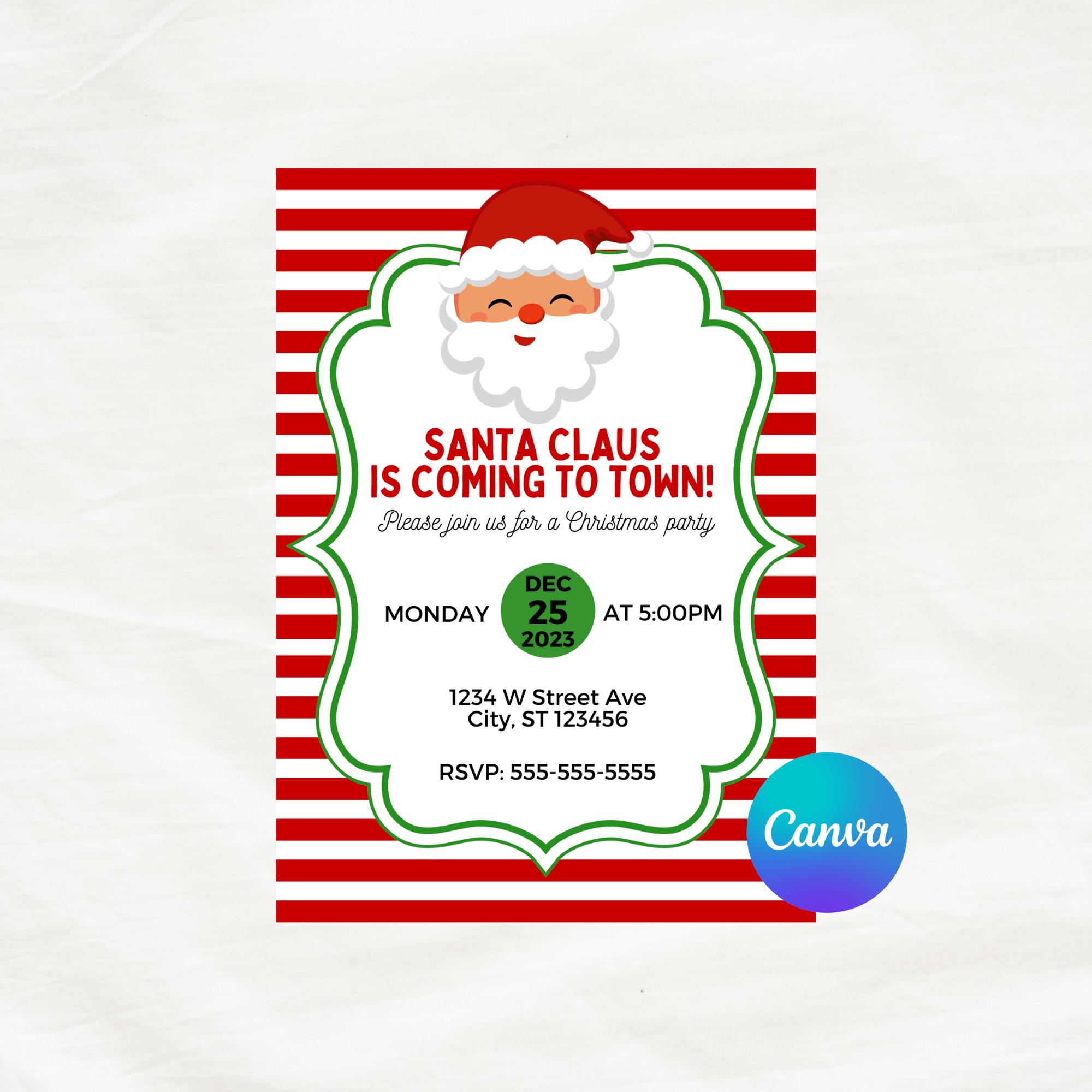 DIGITAL DOWNLOAD ONLY Santa Claus is Coming to Town Christmas Editable ...
