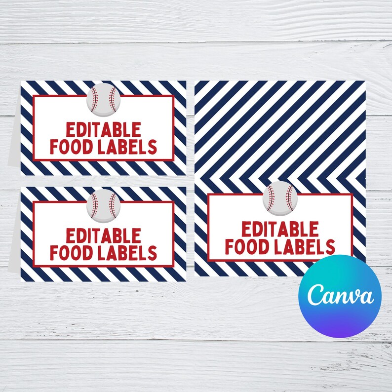 Editable Baseball Party Themed Food Label Tents - Etsy